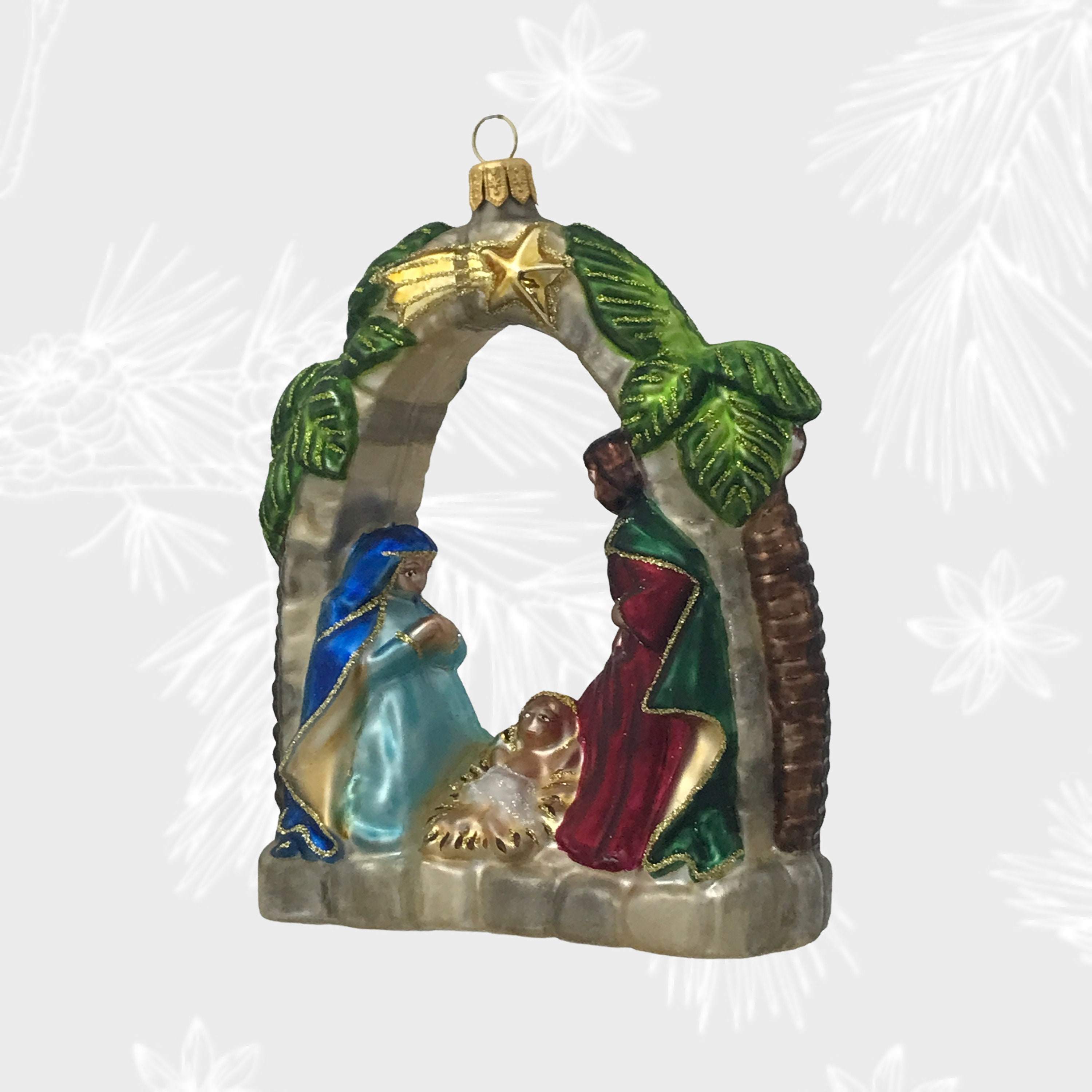 Nativity Scene, Christmas Ornament, Collectible Bauble, Blown Glass ...