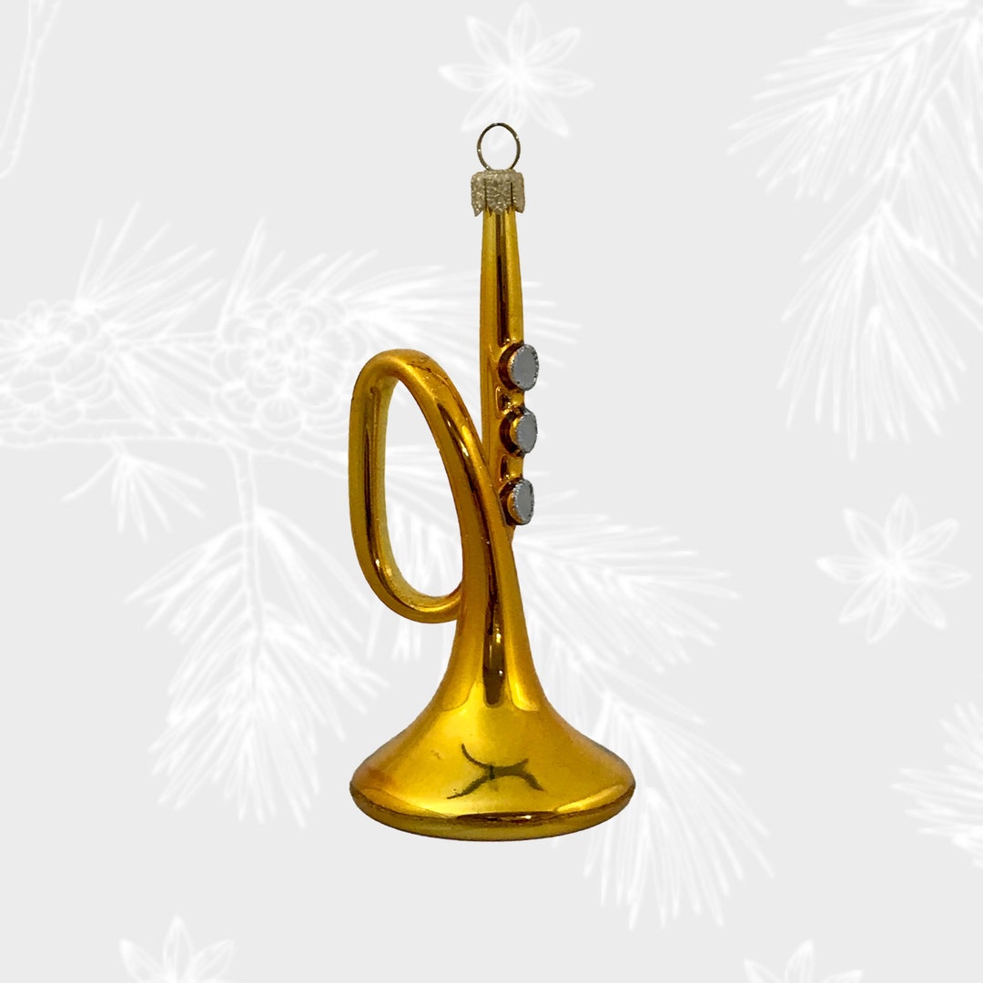 Trumpet Ornament, Musical Instrument Glass Holiday Decoration ...