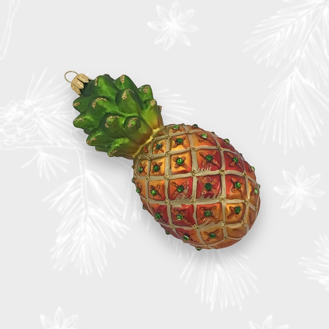 Pineapple Jewelry, Glass Christmas Ornament, Blown Glass Pineapple, Glass Fruit Ornament, Blown ...