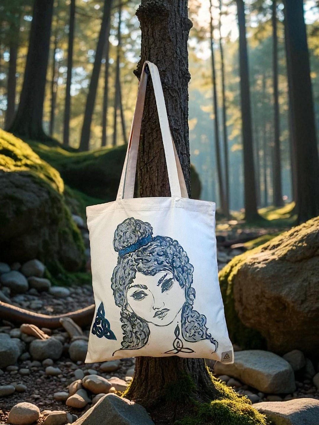 Hand-painted Celtic Forest Princess Tote Bag, Unique Nature Art Bag ...