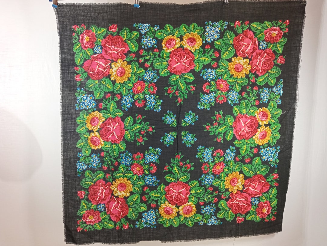Shawl Vintage Soviet Ukraine Scarf Accessorie Ukrainian Ethno Retro ...