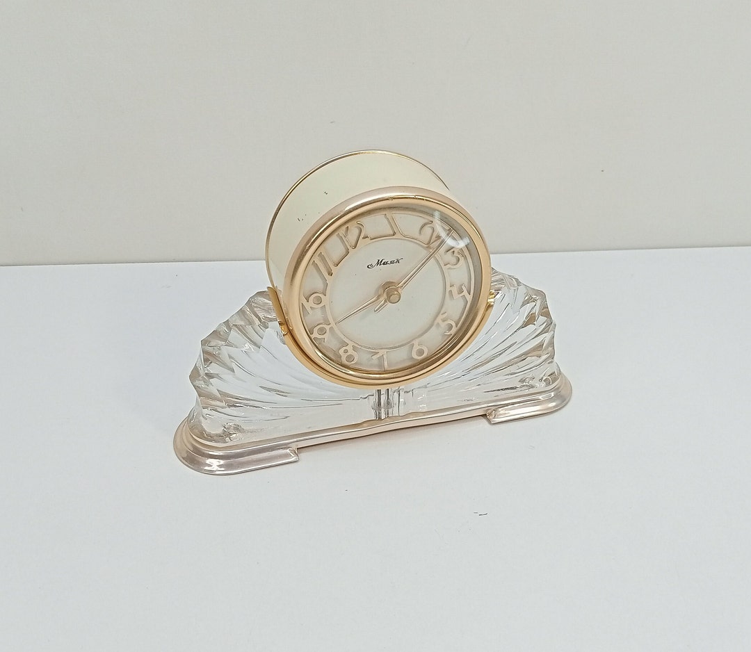 Clock Mechanical Mayak Crystal Vintage Soviet USSR Retro Desk Mantel ...