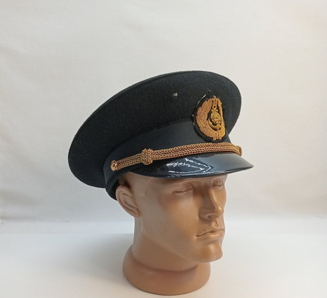 Navy NAVAL Cap Officer Hat Military USSR Original Soviet Army Vintage ...