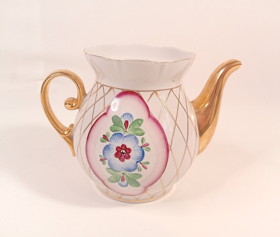 Porcelain Teapot Kitchen Decor Home Vintage Kettle Patterned Tea Pot ...