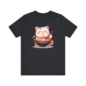 Cute Kawaii Cat Eating Noodles Shirt - Unisex Cotton T-shirt - Etsy
