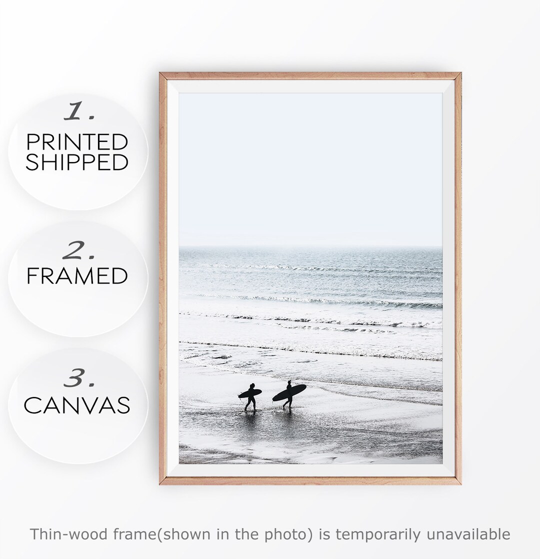 Large Surf Poster Surfers on the Beach Modern Beach Photo Coastal Surf ...