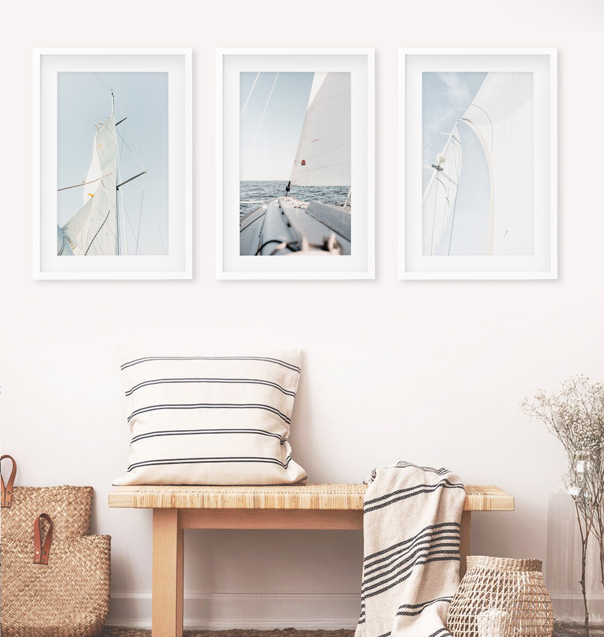 Nautical Boat Print Set of 3: Sailboat Triptych Wall Art - Etsy
