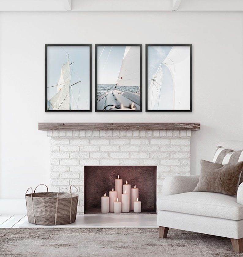 Nautical Boat Print Set of 3: Sailboat Triptych Wall Art - Etsy