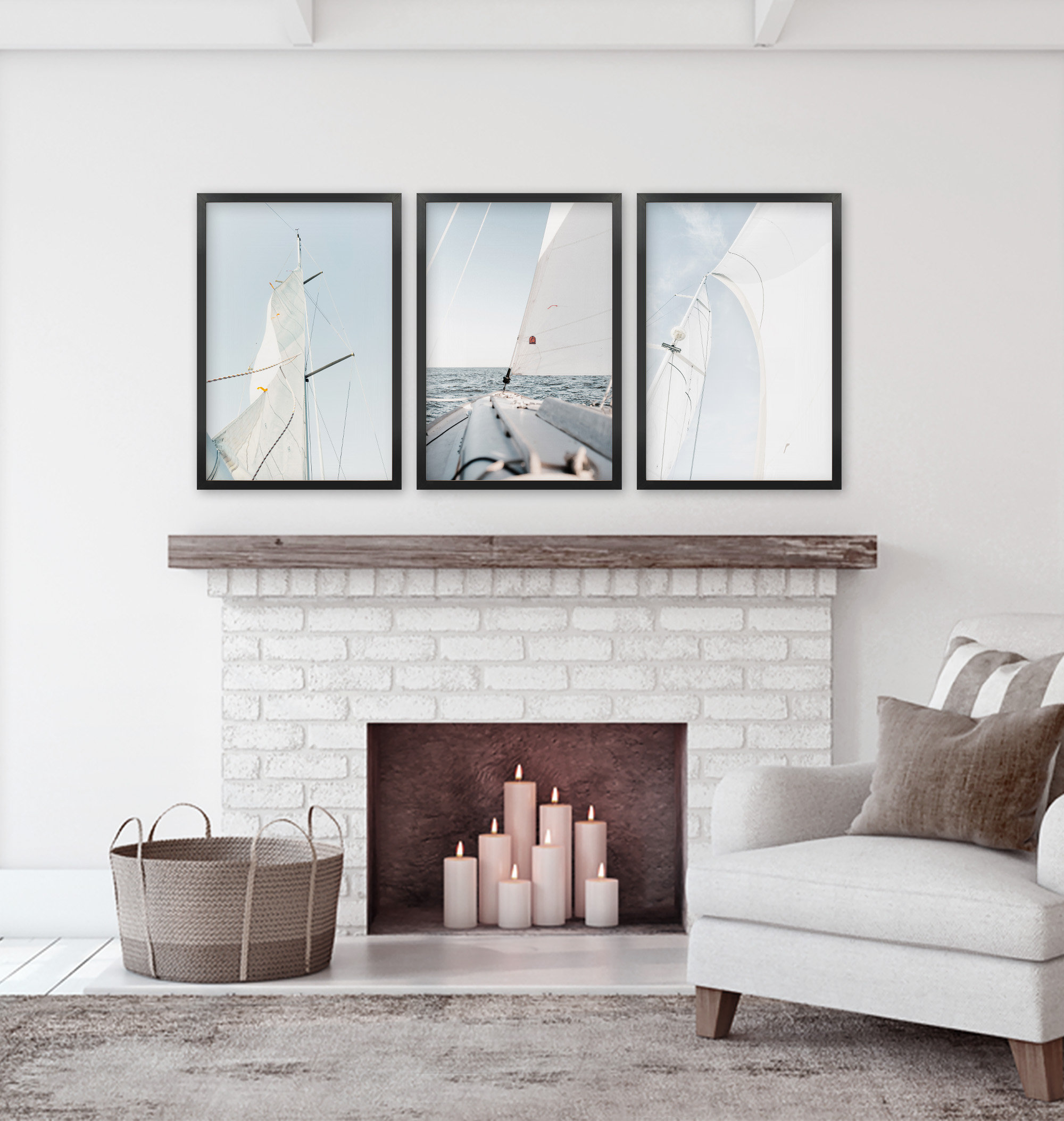 Nautical Boat Print Set of 3: Sailboat Triptych Wall Art - Etsy