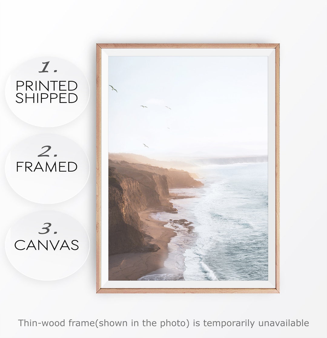 Coastal Cliff Poster Ocean Wave Photo Foggy Coast Print Ocean Rocks ...