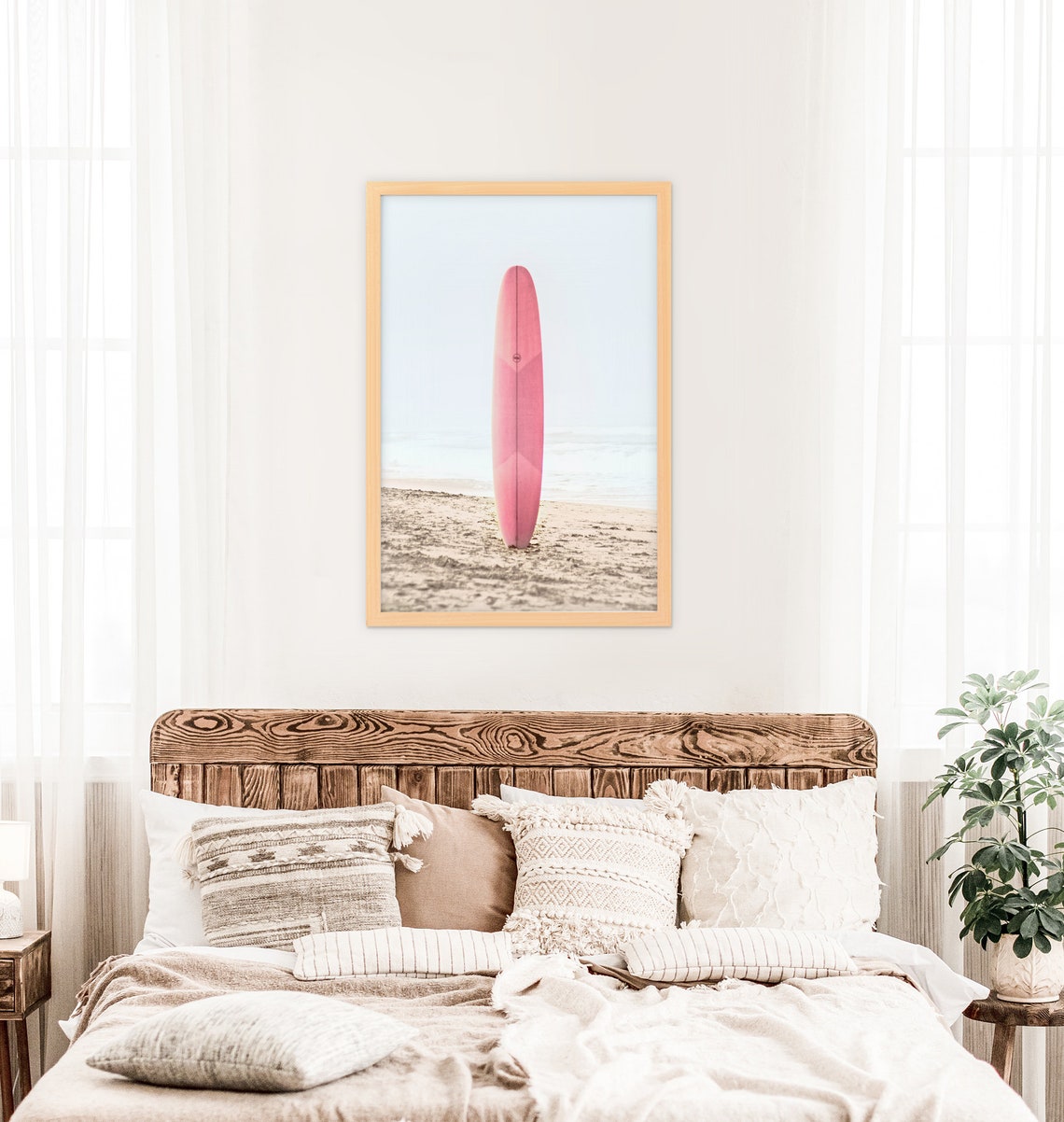 Pink Surfboard Print Summer Theme Poster Pink Surf Wall Art | Etsy