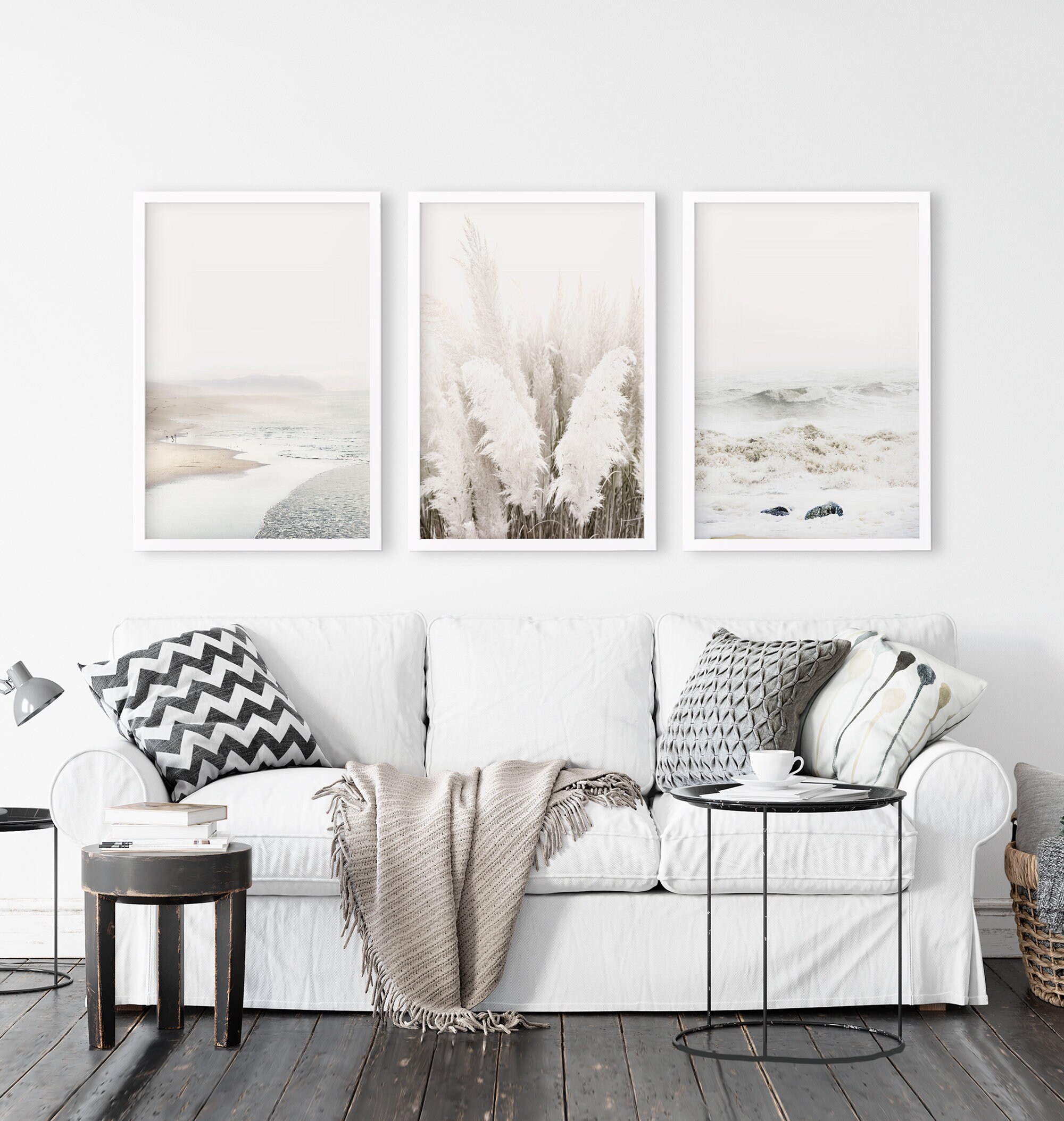 Beach Set of 3 Art Pampas Grass Poster Beach House Decor 3 - Etsy