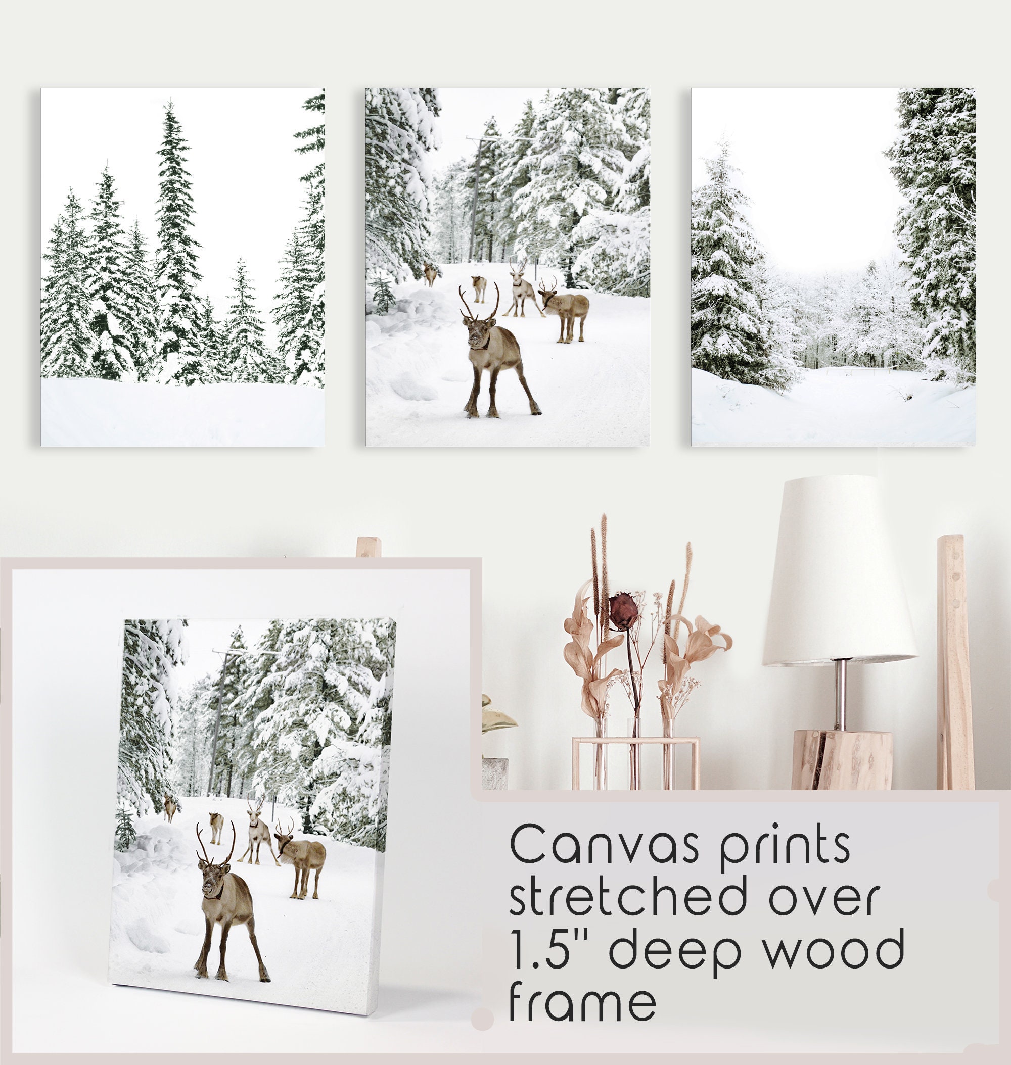 Winter Forest Print Set: Snowy Nordic Christmas Art - Etsy