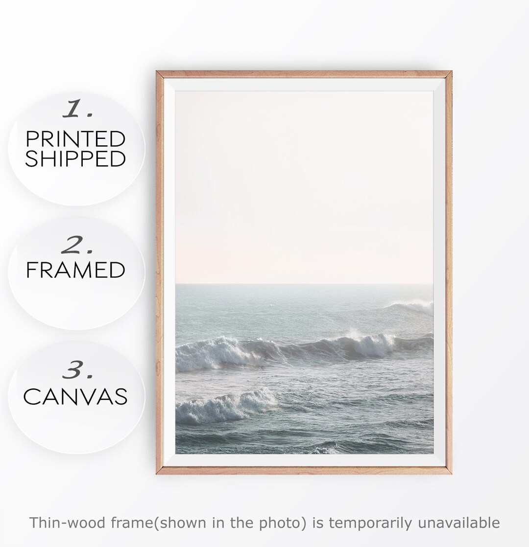Neutral Ocean Poster Pastel Waves Photo Large Ocean Poster Boho ...