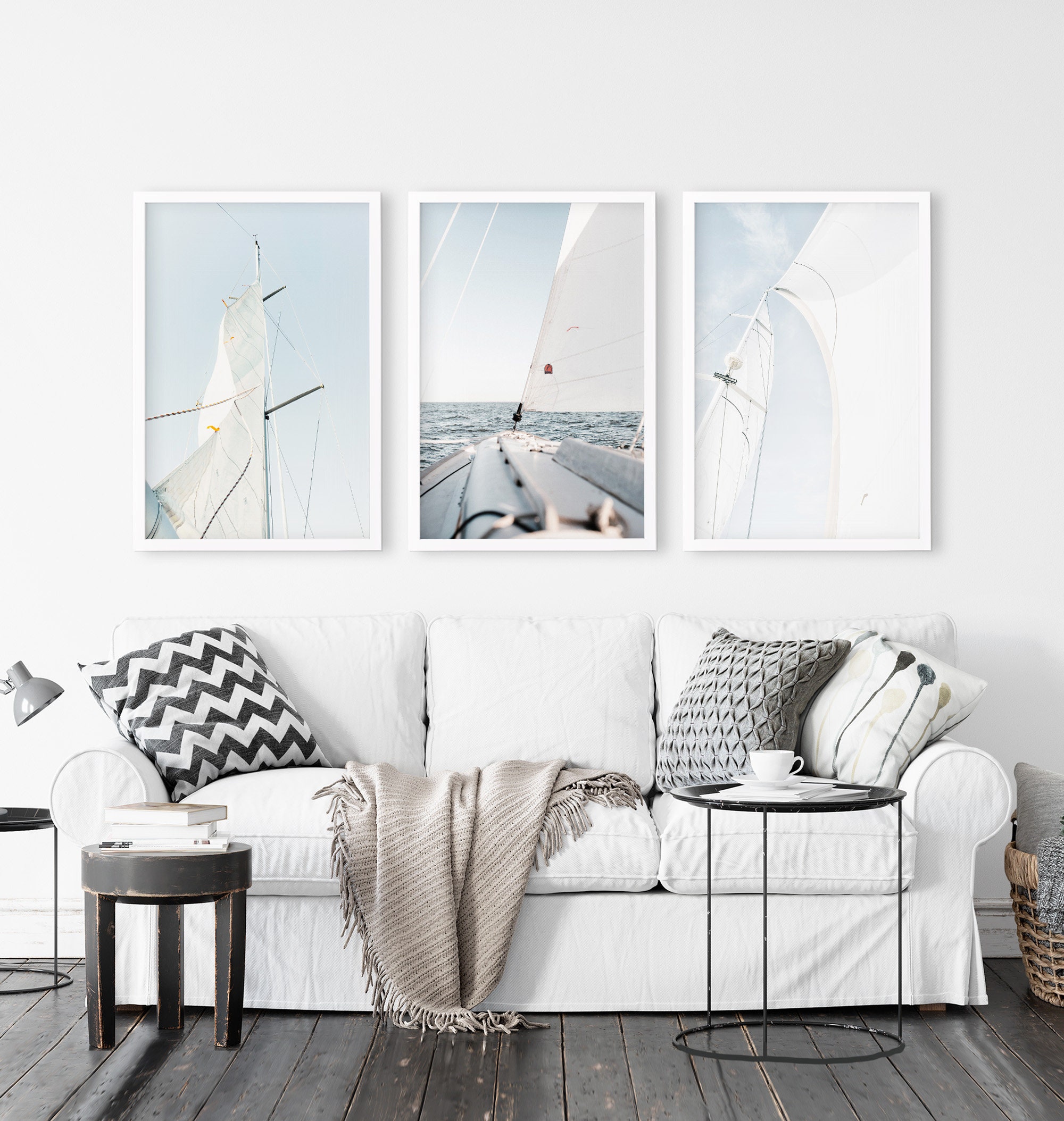 Nautical Boat Print Set of 3: Sailboat Triptych Wall Art - Etsy