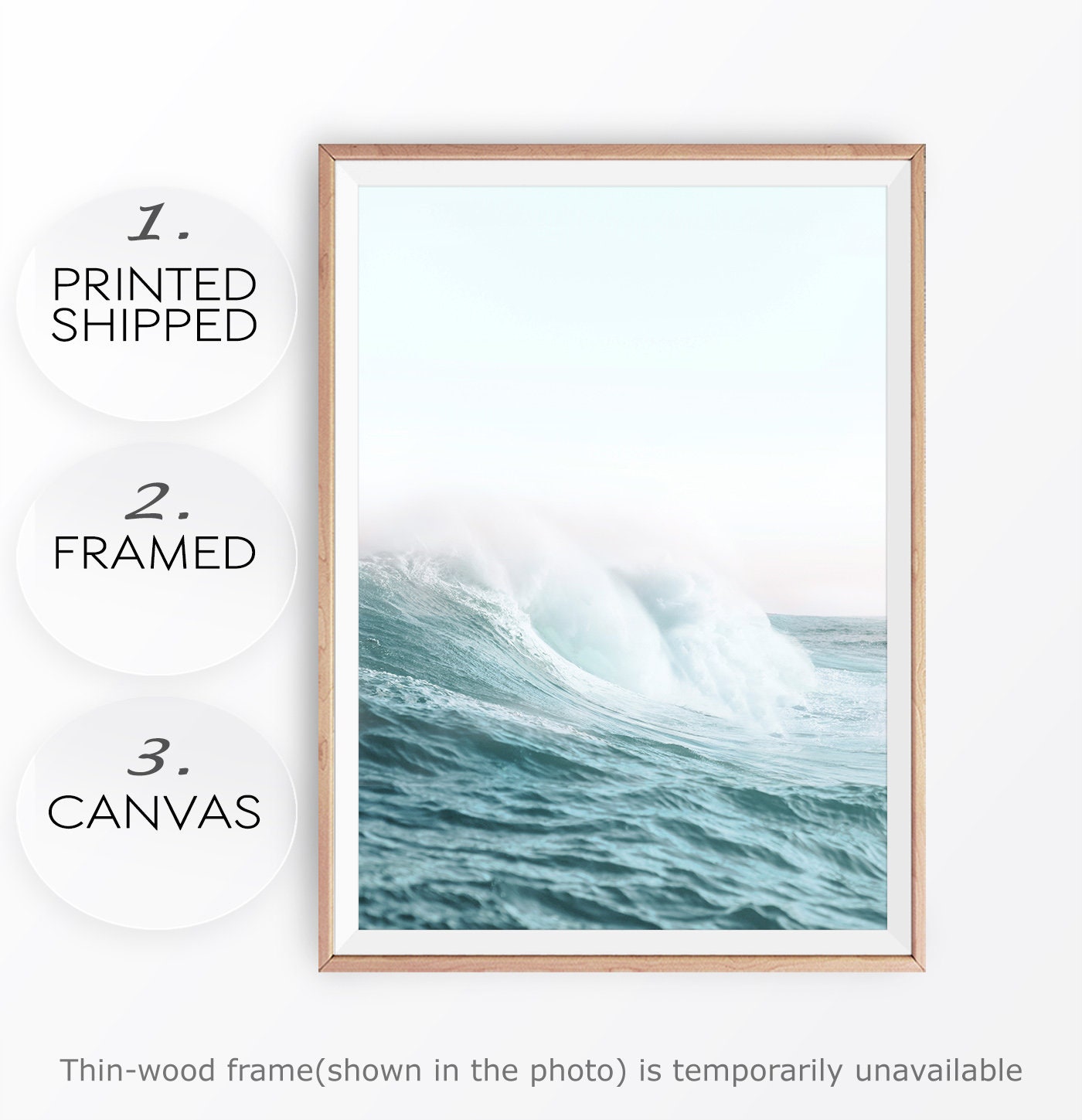 Large Blue Wave Poster Nautical Sea Photo Summer Waves Art - Etsy