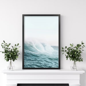 Large Blue Wave Poster Nautical Sea Photo Summer Waves Art Modern ...