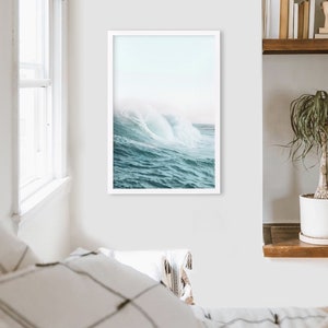 Large Blue Wave Poster Nautical Sea Photo Summer Waves Art Modern ...