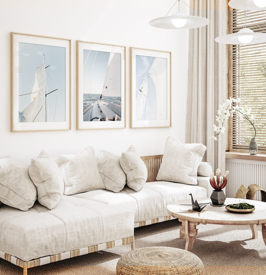 Nautical Boat Print Set of 3: Sailboat Triptych Wall Art - Etsy