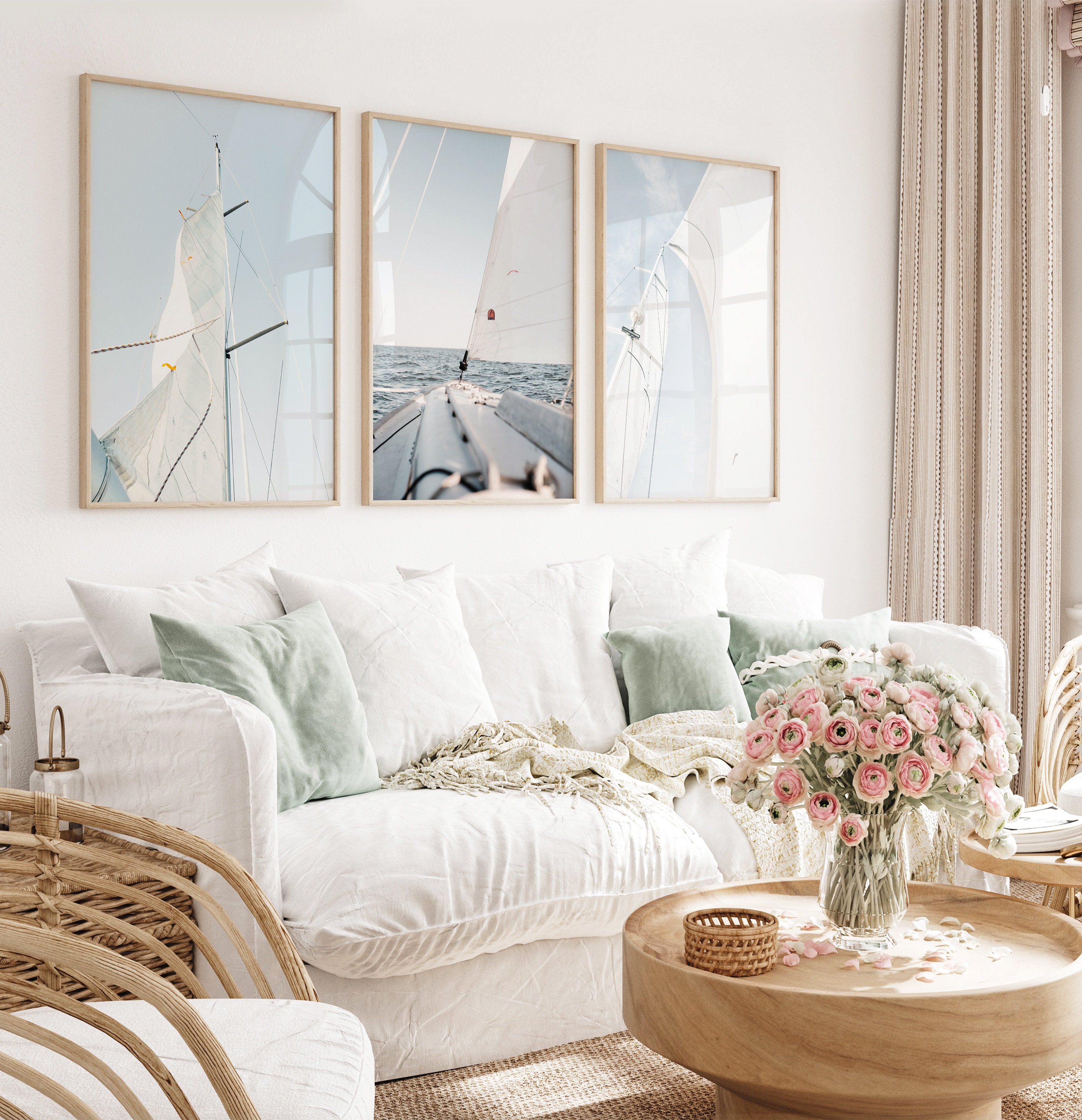 Nautical Boat Print Set of 3: Sailboat Triptych Wall Art - Etsy