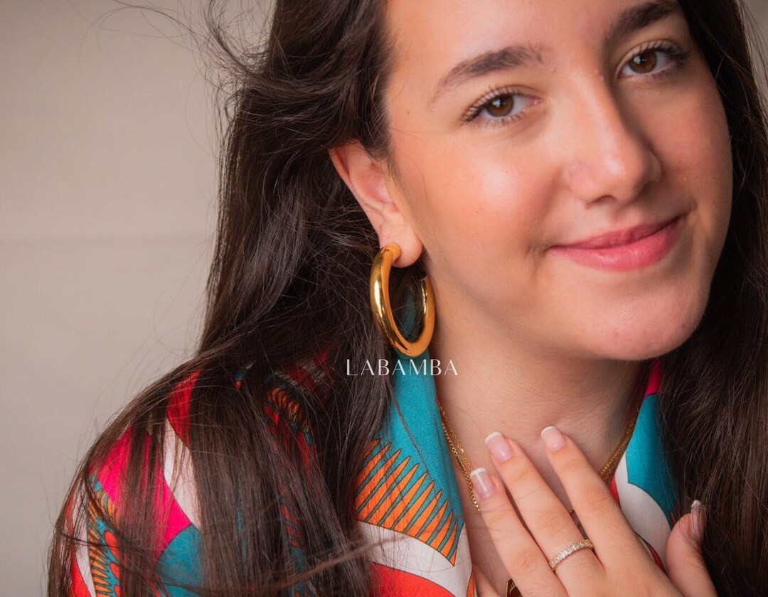 50mm Thick Hoop Earrings Chunky Hoop Earrings - Etsy