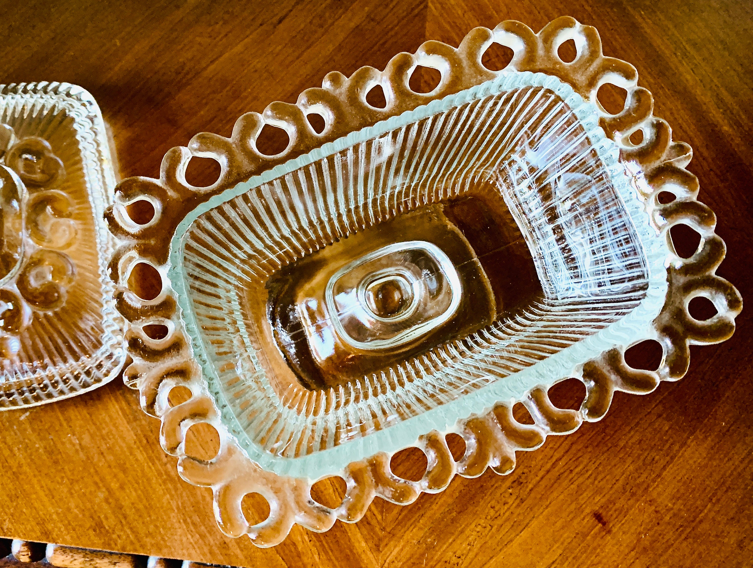 Vintage Mid Century Indiana Glass Clear Lace Edge Candy/ - Etsy