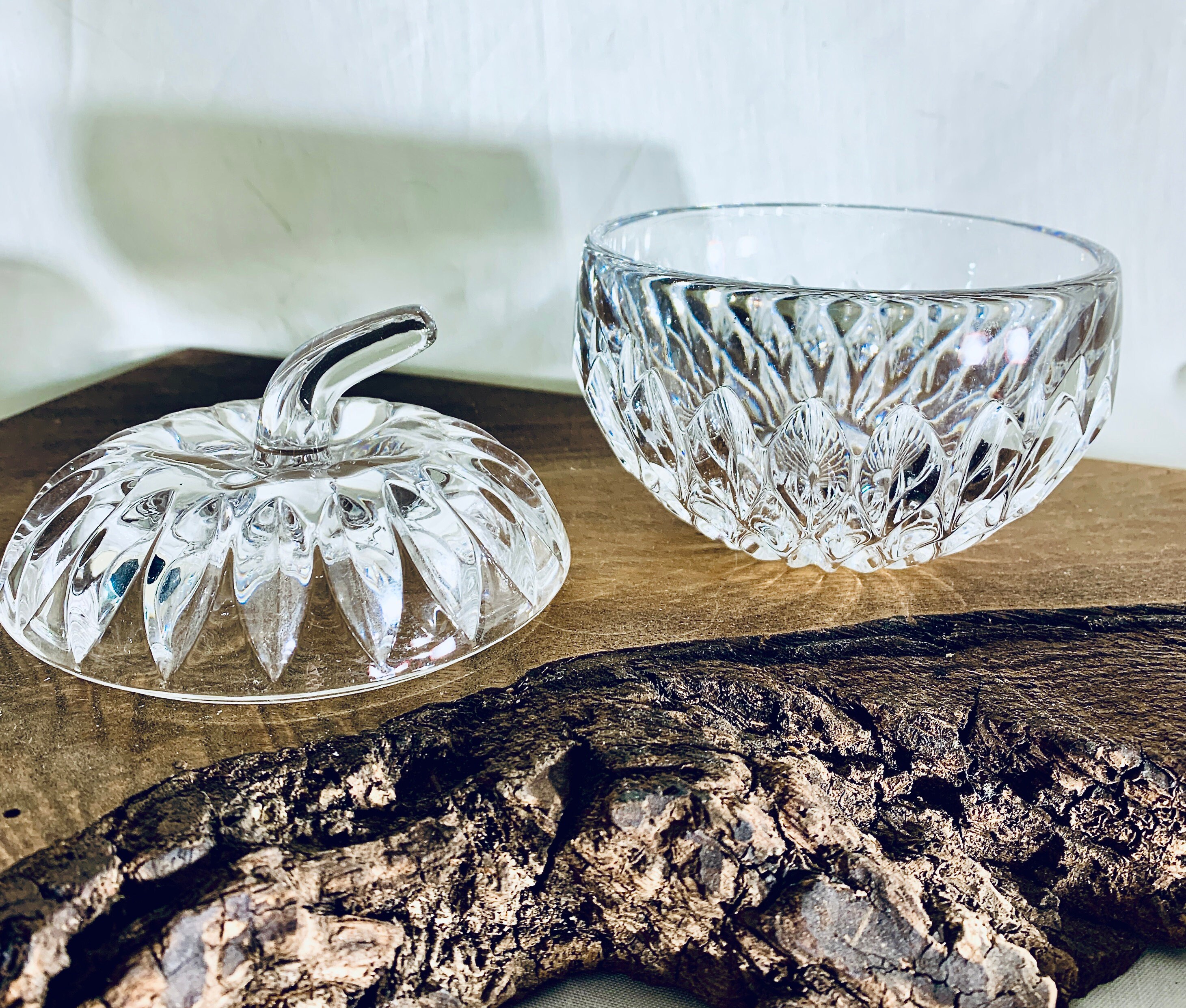 Gorham Full Lead Crystal Apple Shaped Covered Trinket Box Candy Dish ...