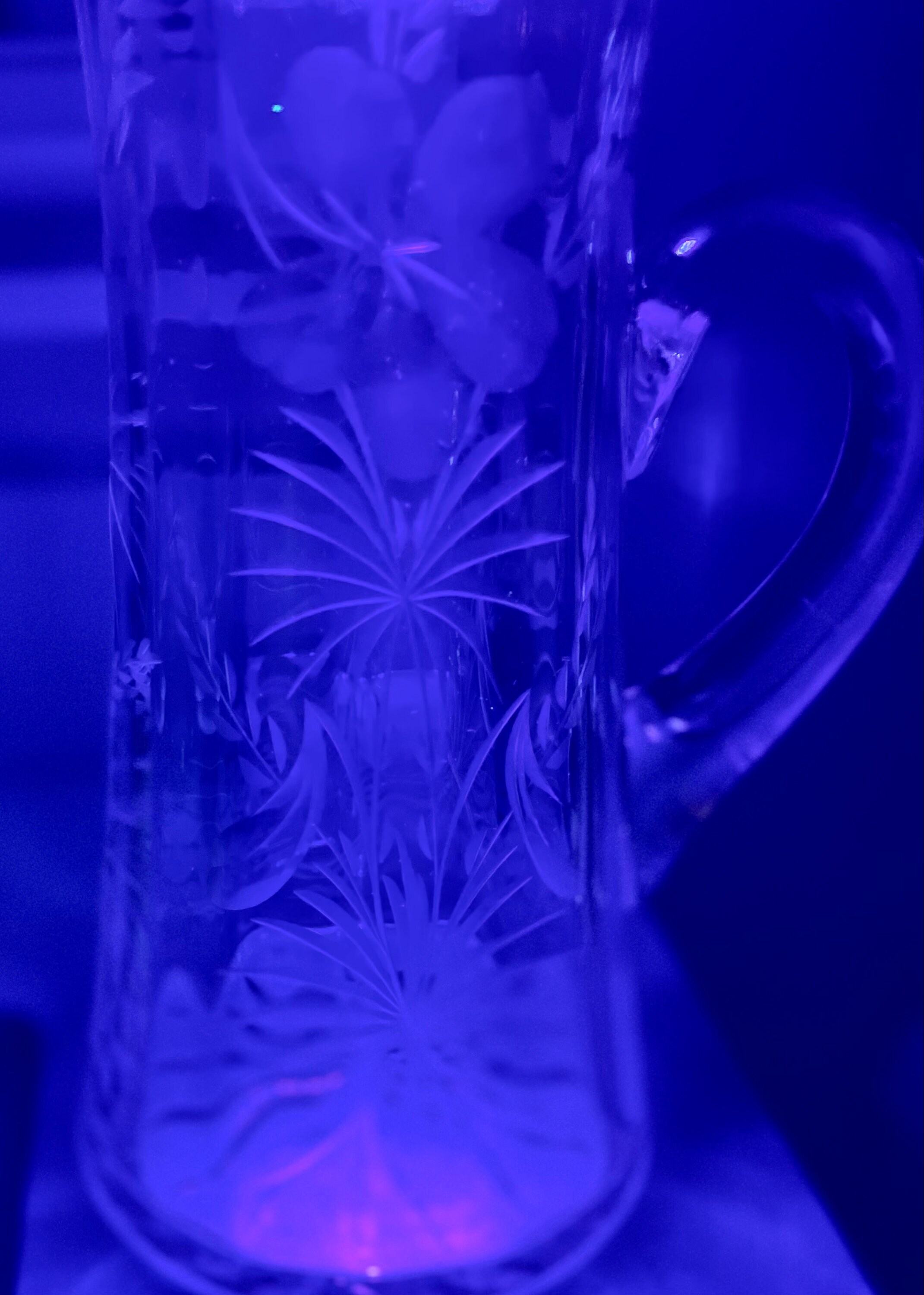 Antique Cut Glass Etched Crystal Pitcher / Floral Etched Crystal ...