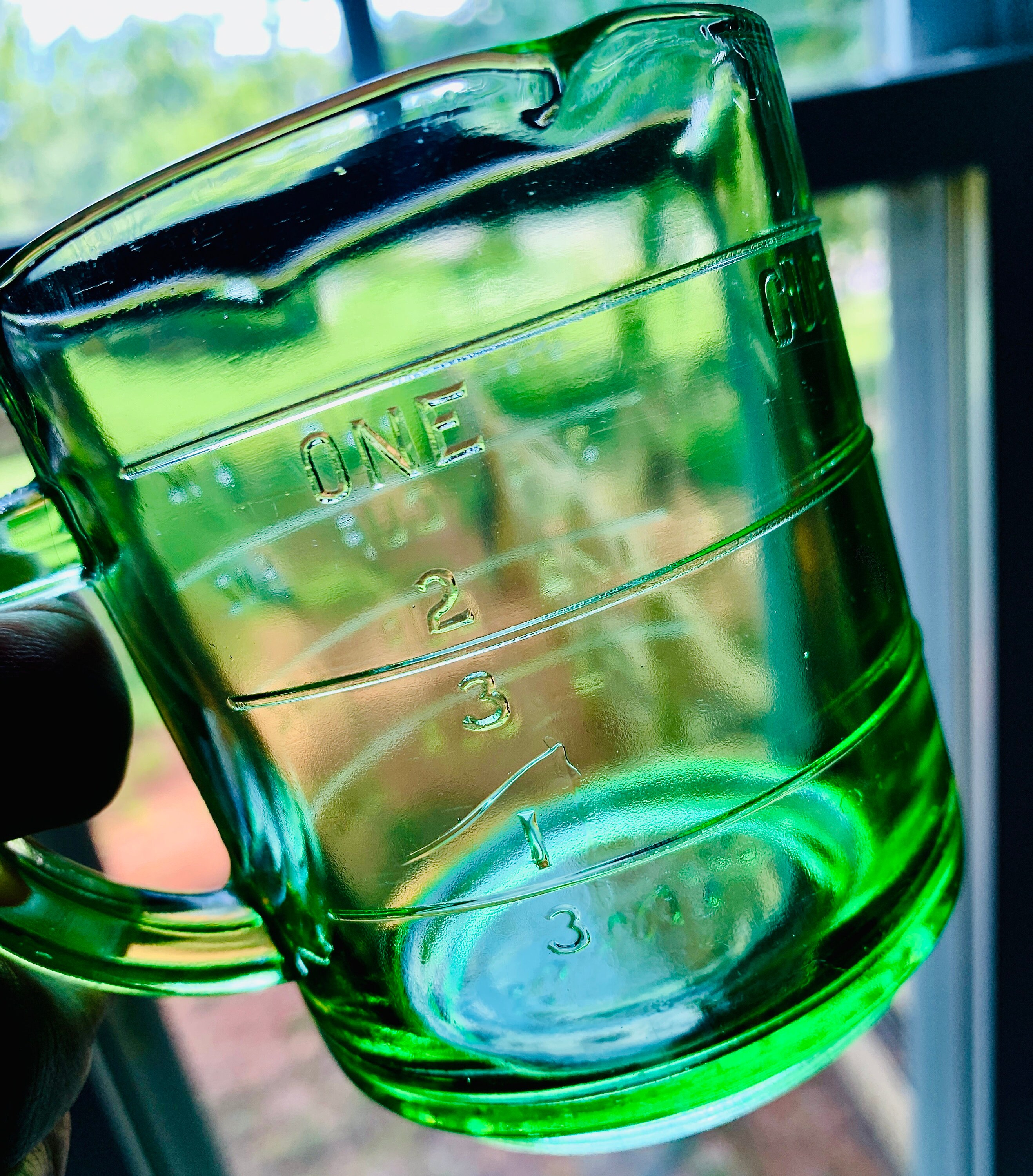 Hazel Atlas Green Depression Glass Measuring Cup 8 Oz Uranium/Hazel ...