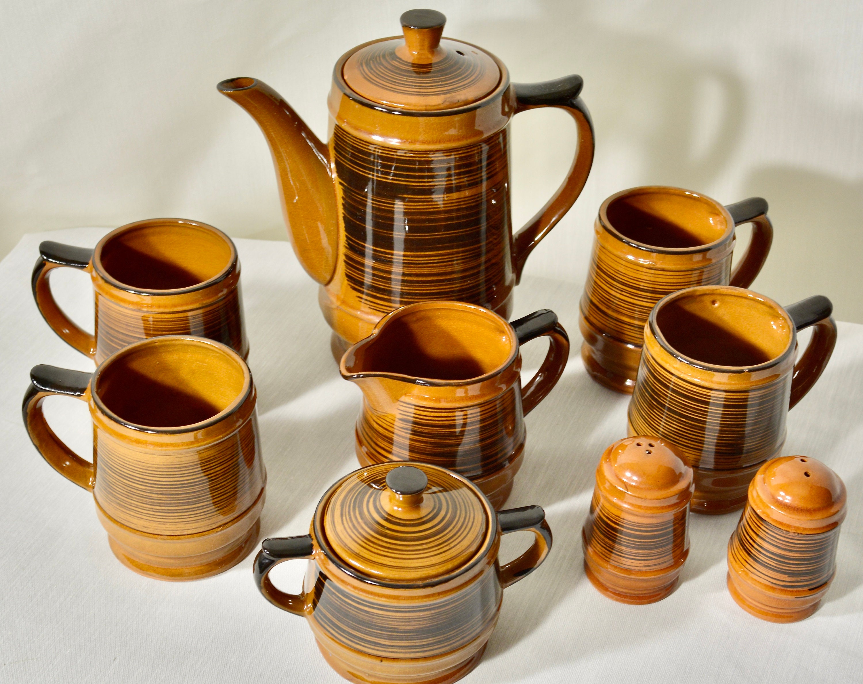 Vintage 9 Piece MCM Retro Tea Set, Ceramic Tea Set, Japanese Tea Set ...