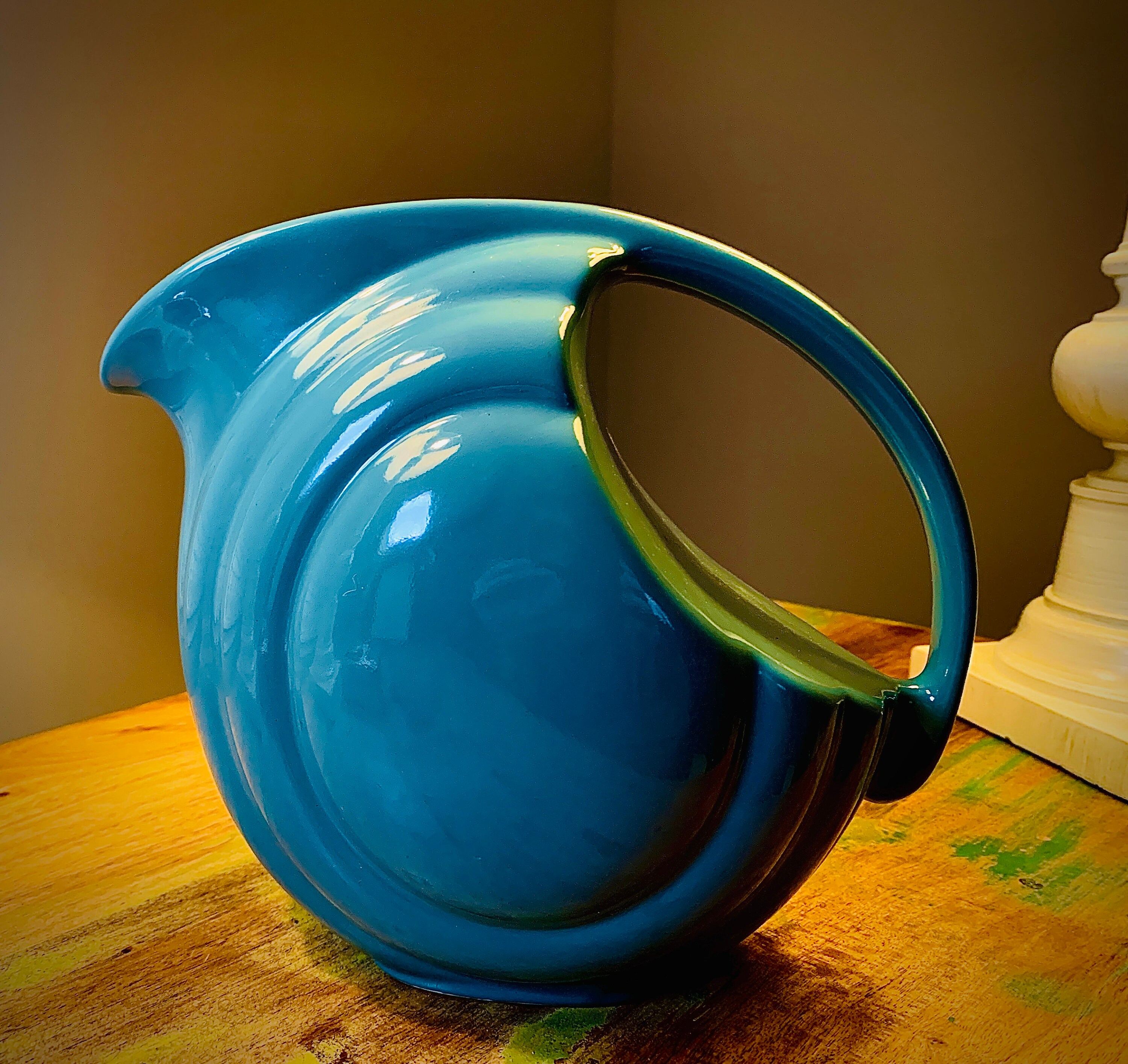 Vintage Hall Style Pottery Blue Jug Pitcher Vase