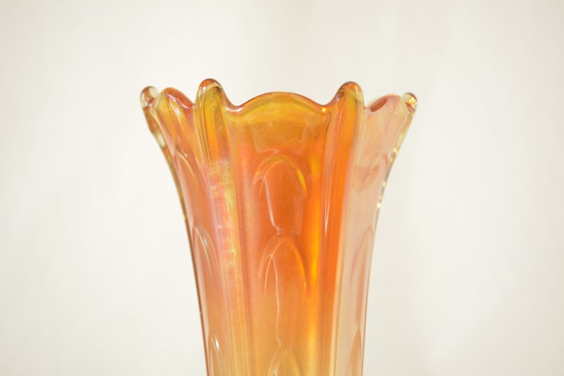 Marigold Pulled Loop Carnival Glass Vase - Etsy