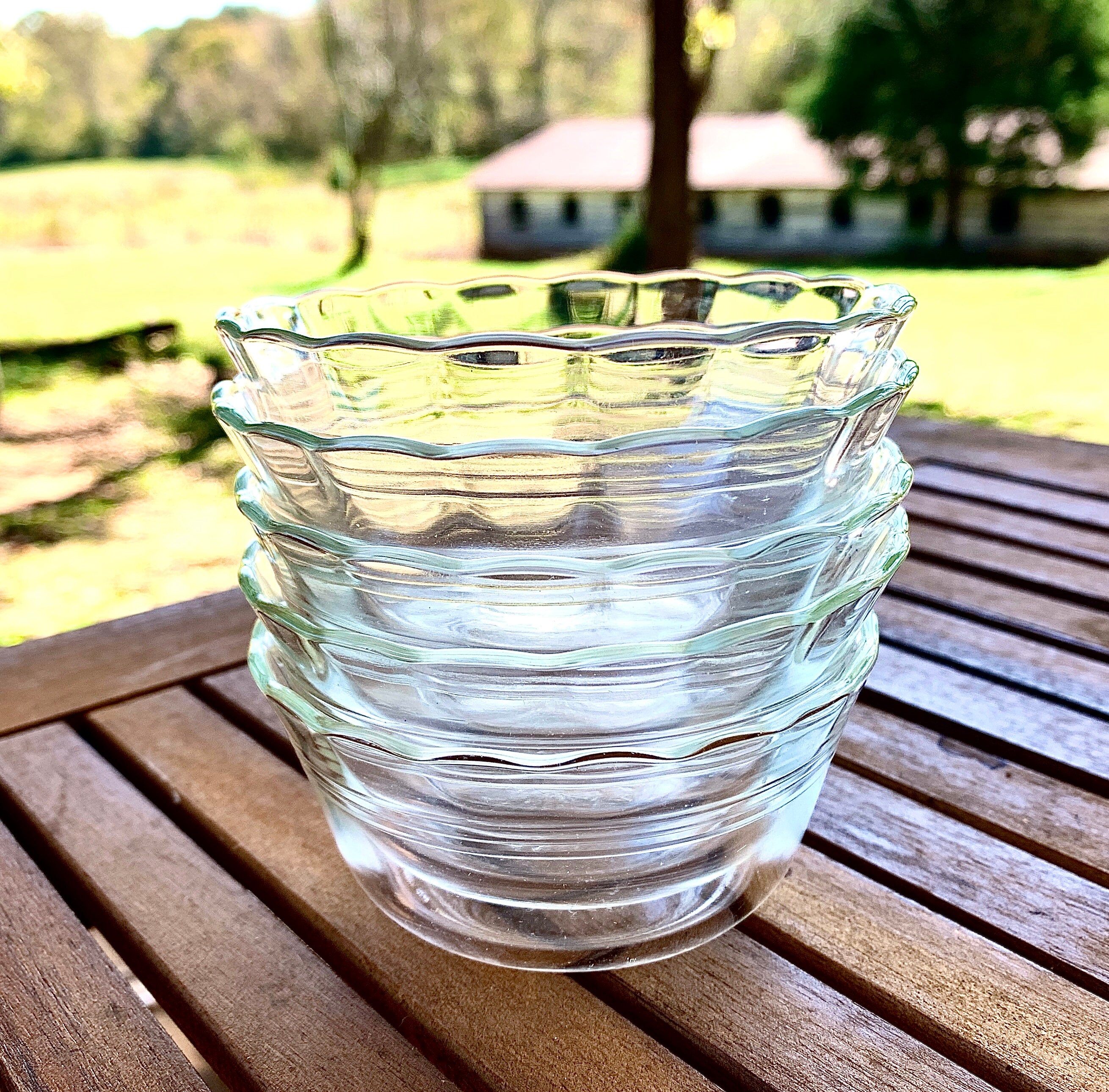 Set of 5 Vintage Pyrex Glass Ramekins with Ruffled Top - a 6 oz Small ...