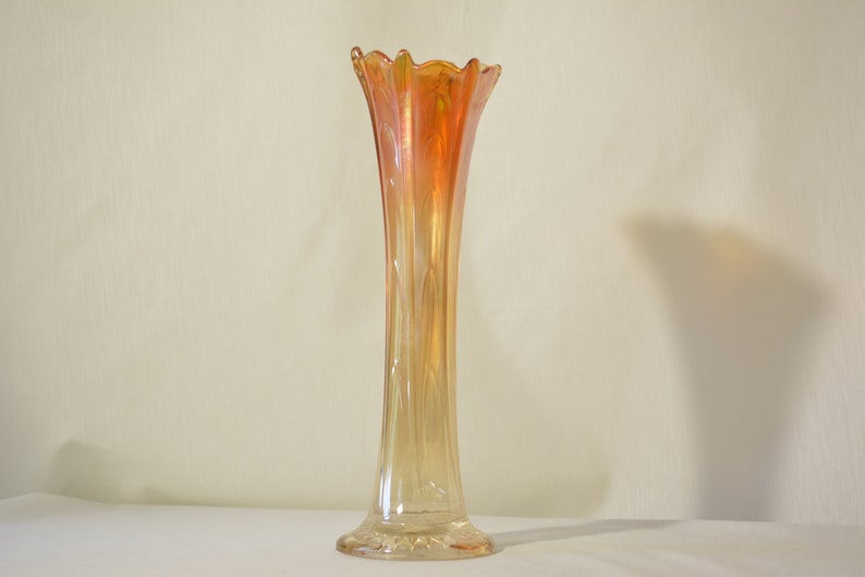 Marigold Pulled Loop Carnival Glass Vase - Etsy