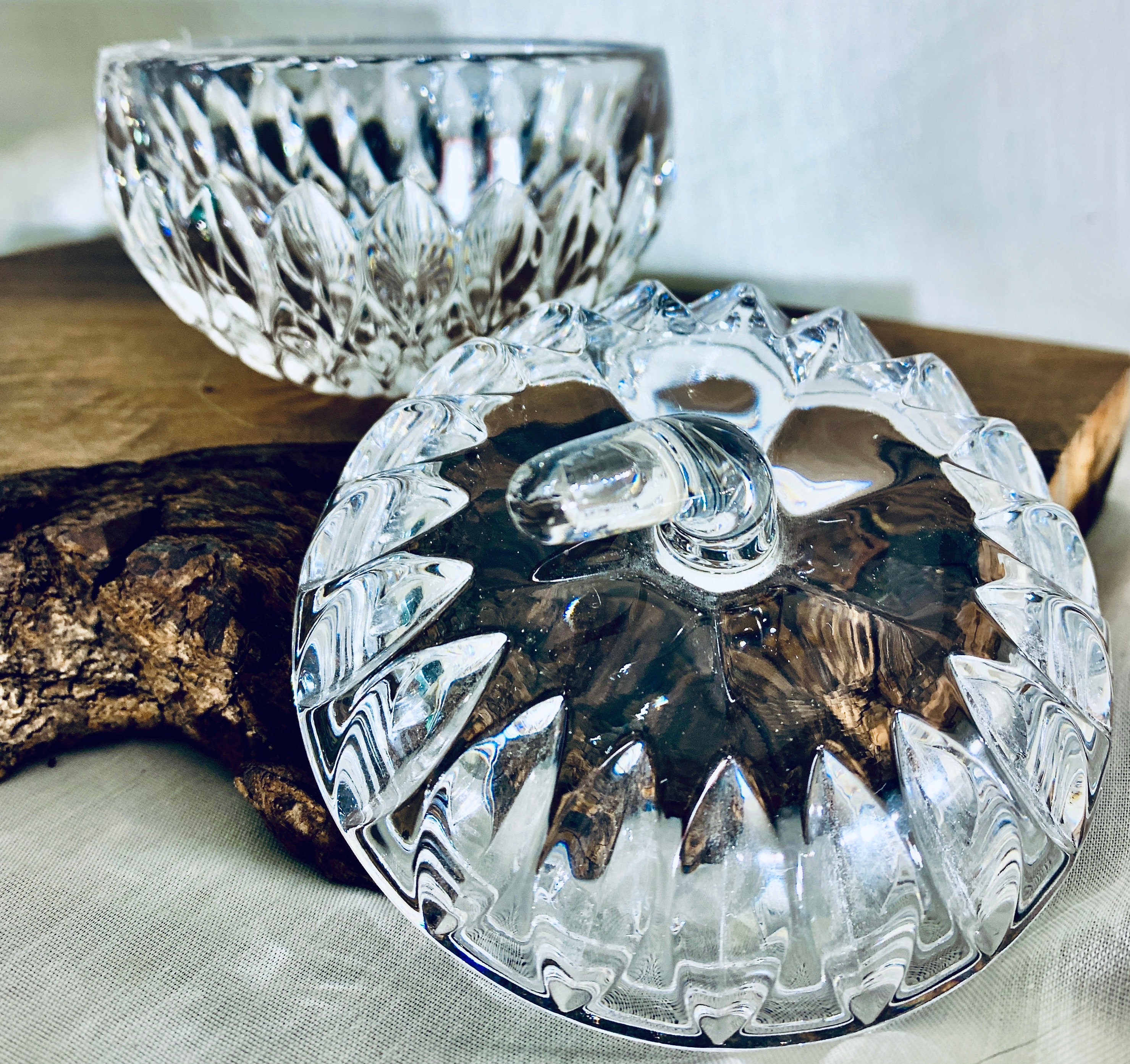 Gorham Crystal Apple Trinket Box: Full Lead Crystal Candy Dish, Germany ...