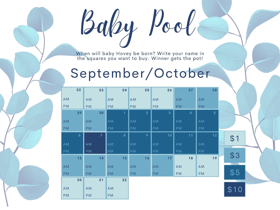 Baby Birthday Betting Game Blue Eucalyptus - Etsy