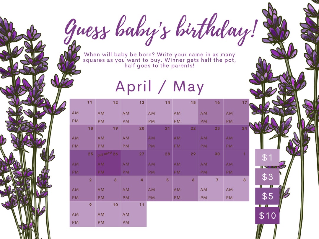 Juego de adivinanzas de cumpleaños del bebé Lavanda - Etsy México