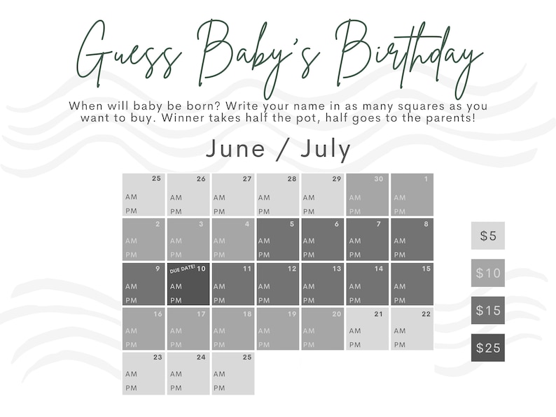 Baby Birthday Guessing Game Modern Grey - Etsy