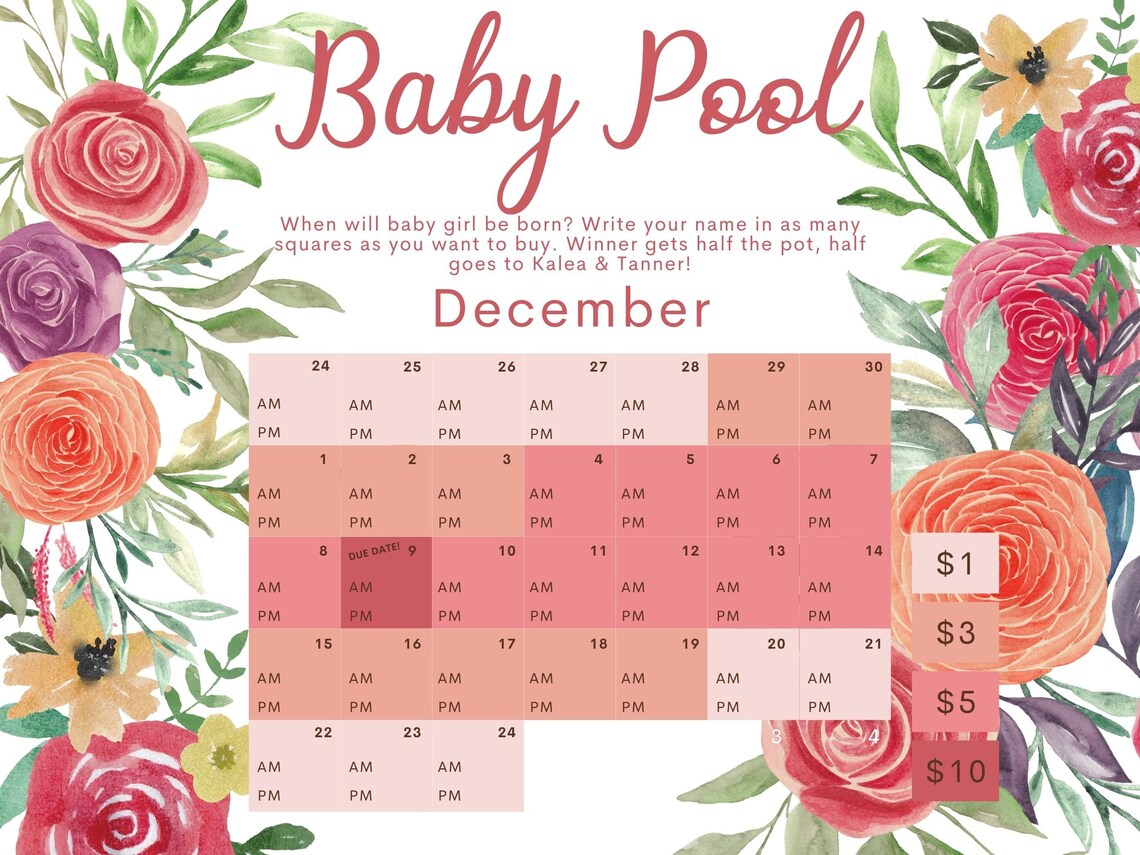 Baby Birthday Guessing Game Classic Floral - Etsy