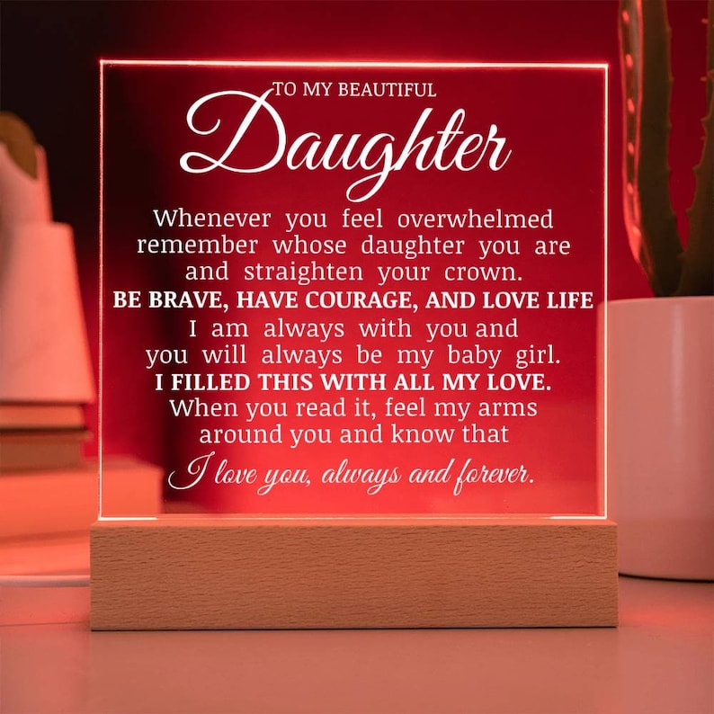 To My Beautiful Daughter Acrylic Plaque, Inspirational Gift for ...