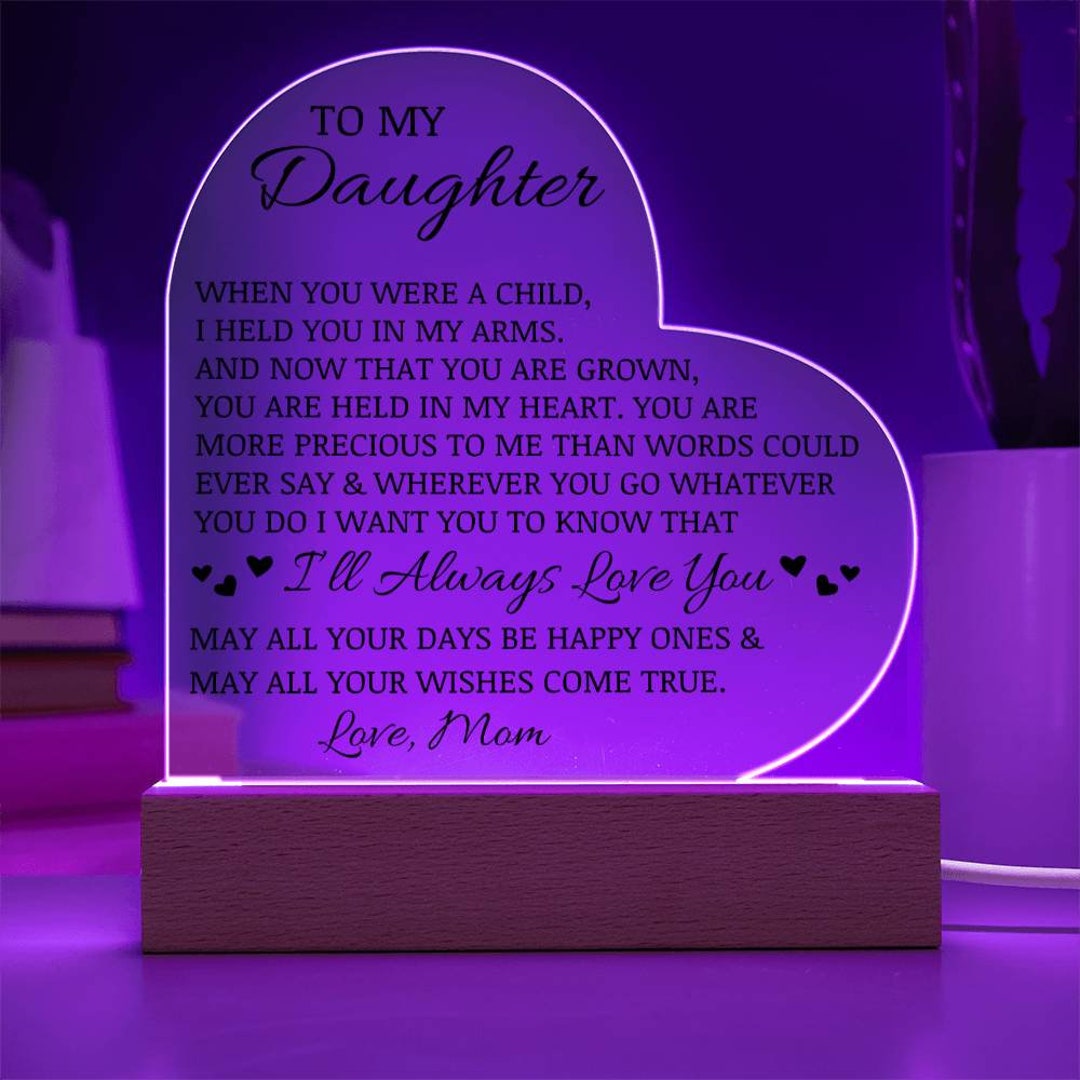 To My Daughter Acrylic Heart Plaque, Daughter Keepsake, Daughter Gift ...