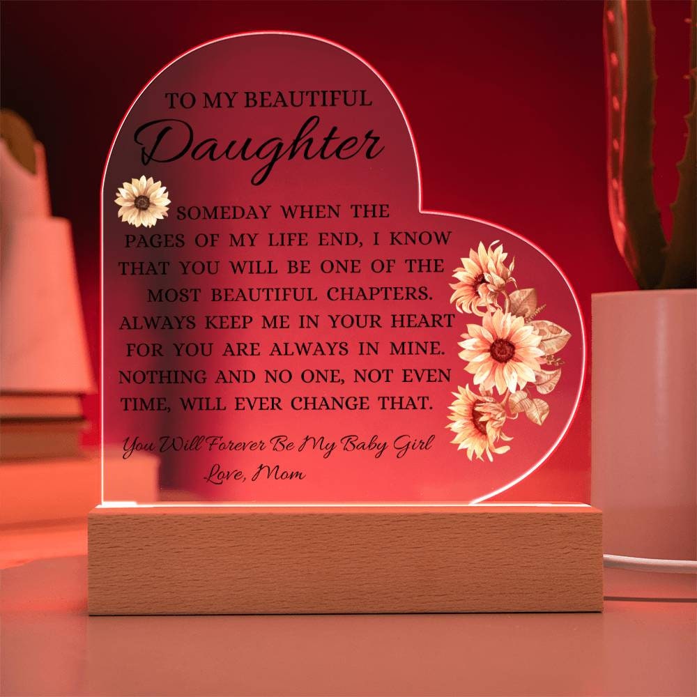 To My Beautiful Daughter Acrylic Heart Plaque, Daughter Gift, Daughter ...
