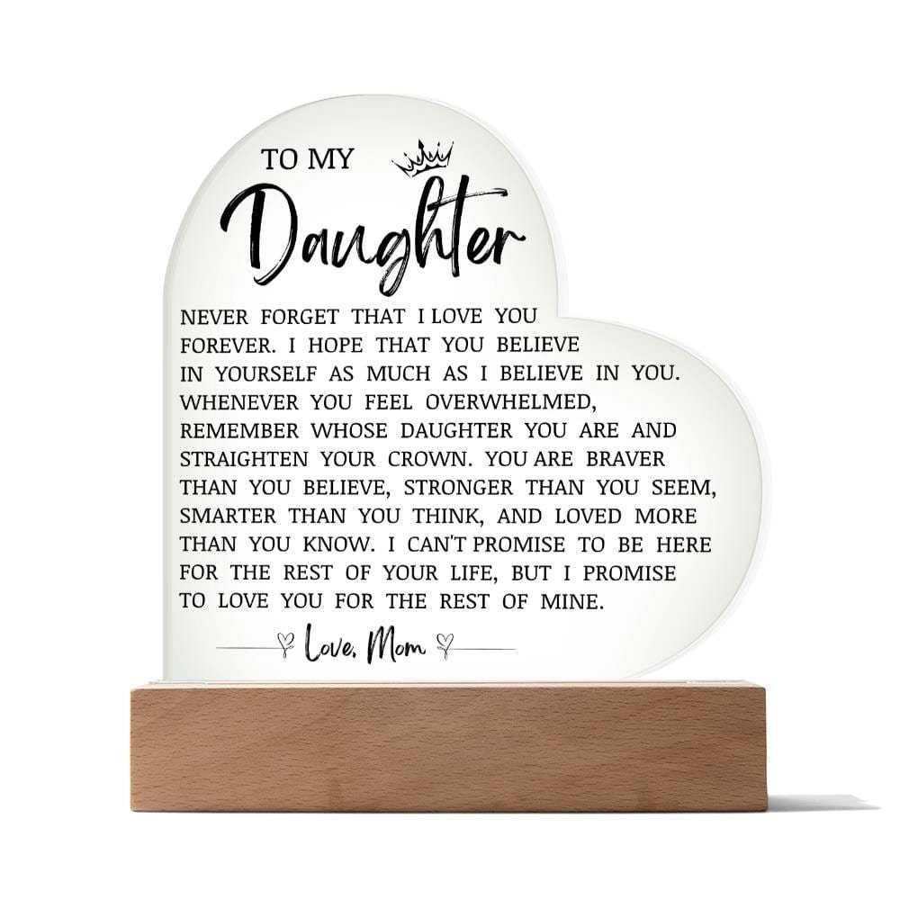 To My Daughter Acrylic Heart Plaque, Daughter Birthday Gift From Mom ...