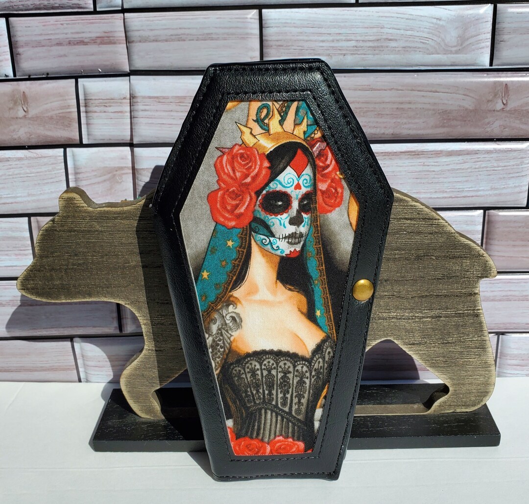 Dia De Los Muertos Coffin Shaped Bifold Wallet, Handmade Pinup Style ...
