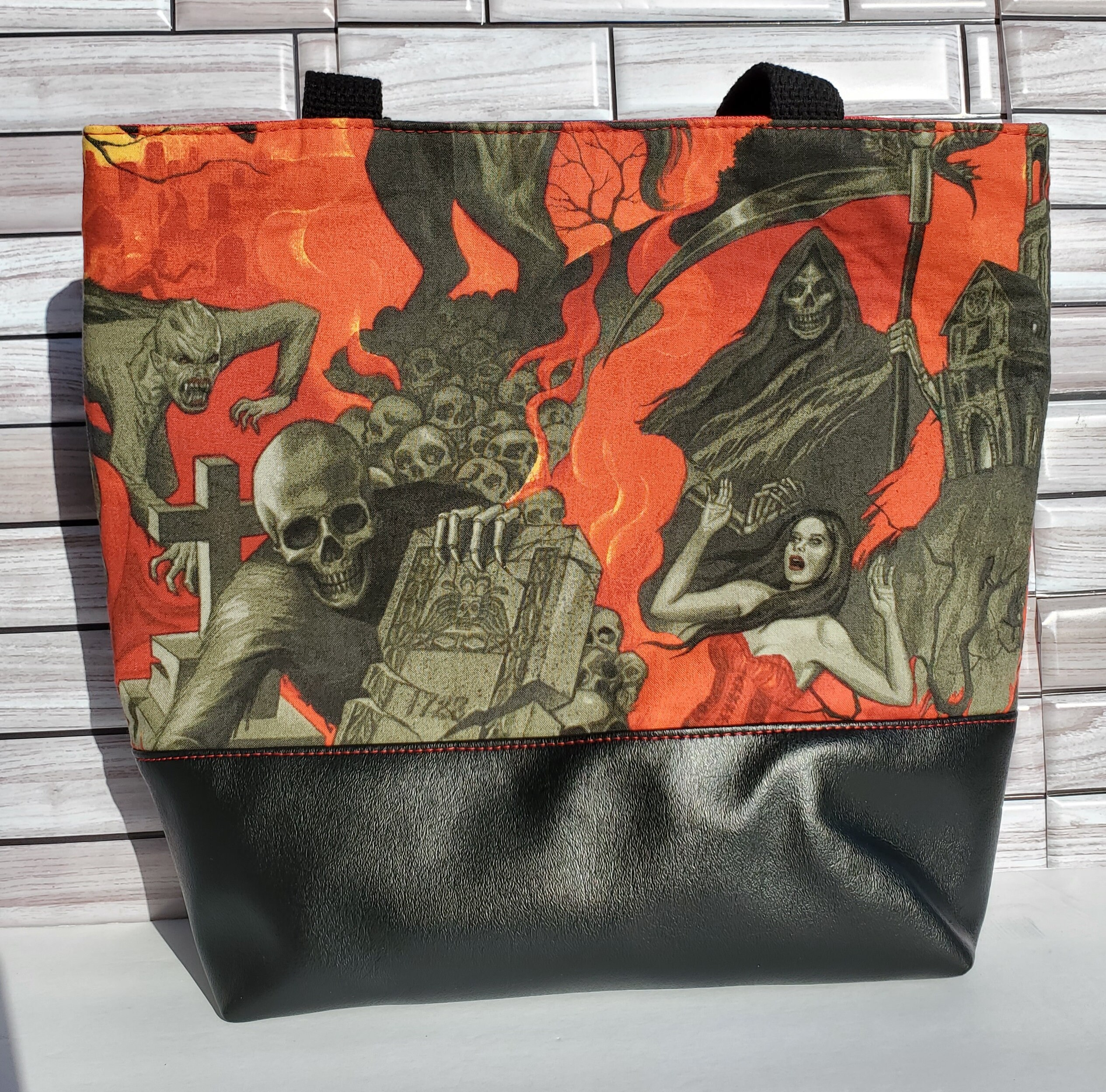 Grim Reaper Large Tote Bag, Gothic Horror Library Book Bag - Etsy