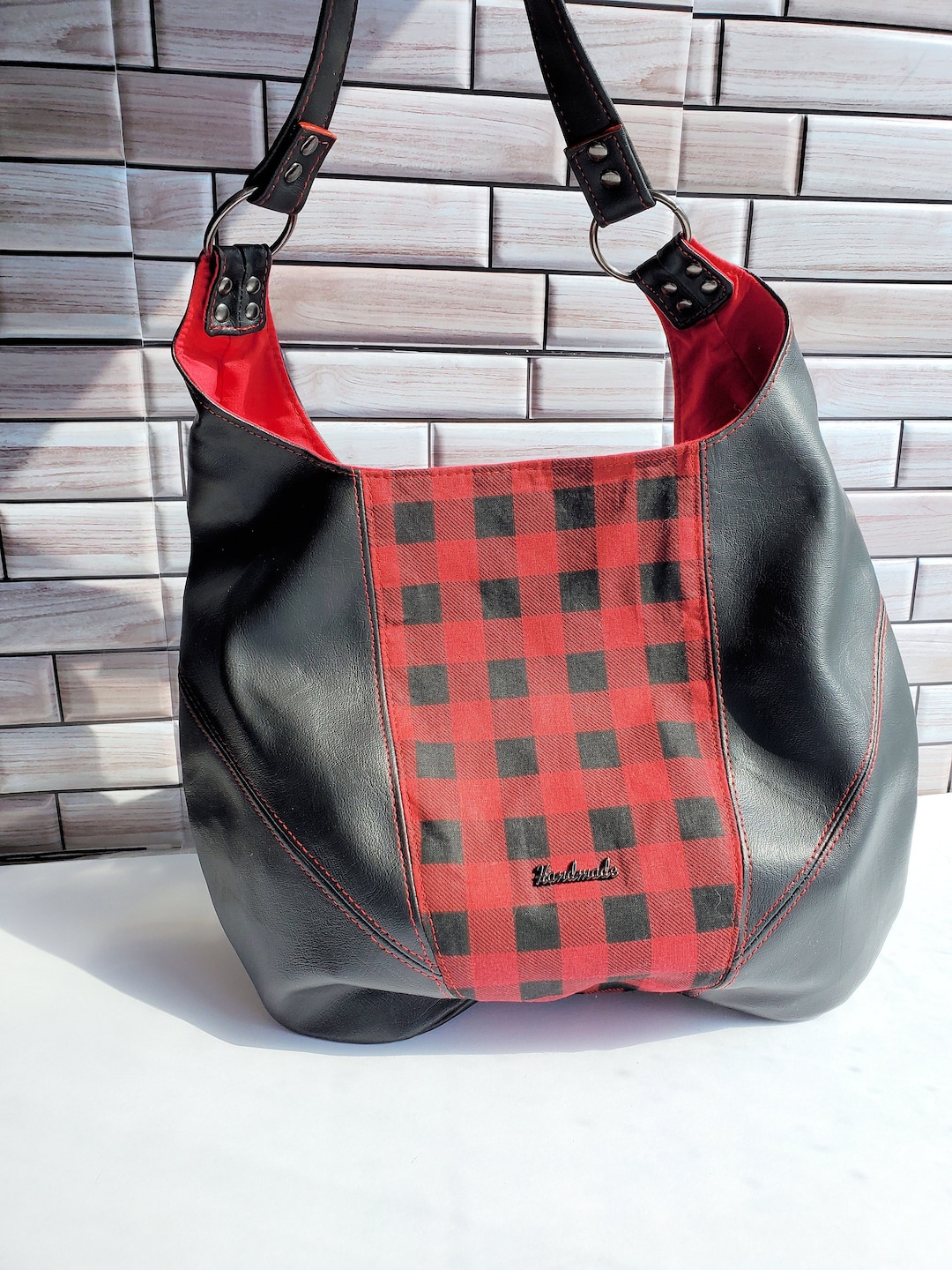 Buffalo Plaid Hobo Bag, Slouchy Shoulder Bag, Medium Crescent Purse - Etsy
