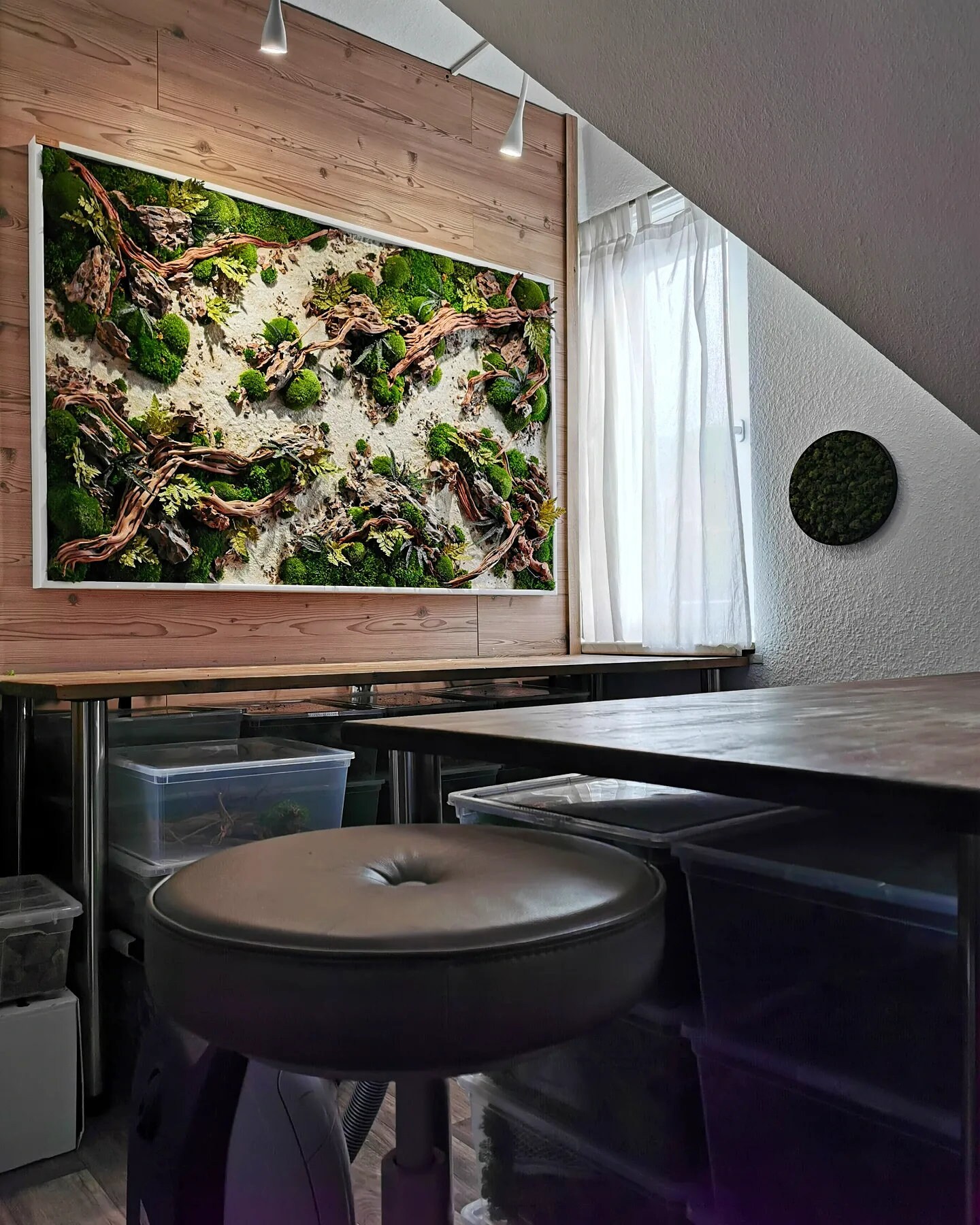 Moss Picture Wooden Picture Art Moss Wall Mural Wood 120-200 Cm Natural ...