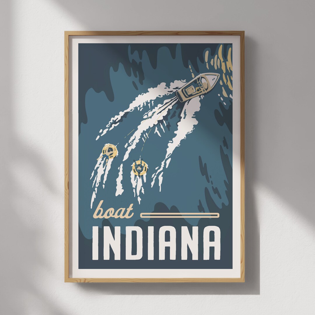 Boat Indiana Travel Poster - Etsy