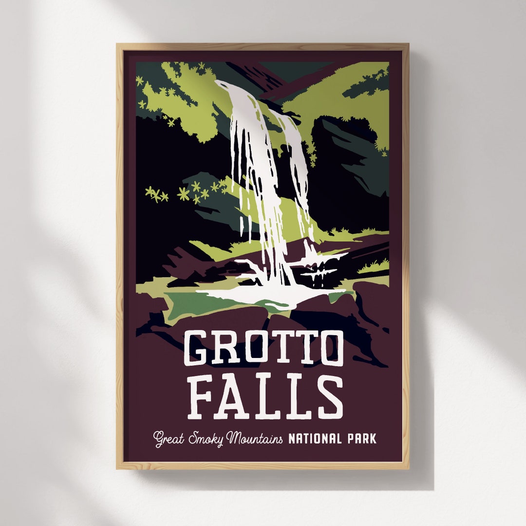 GSMNP Grotto Falls Travel Poster - Etsy