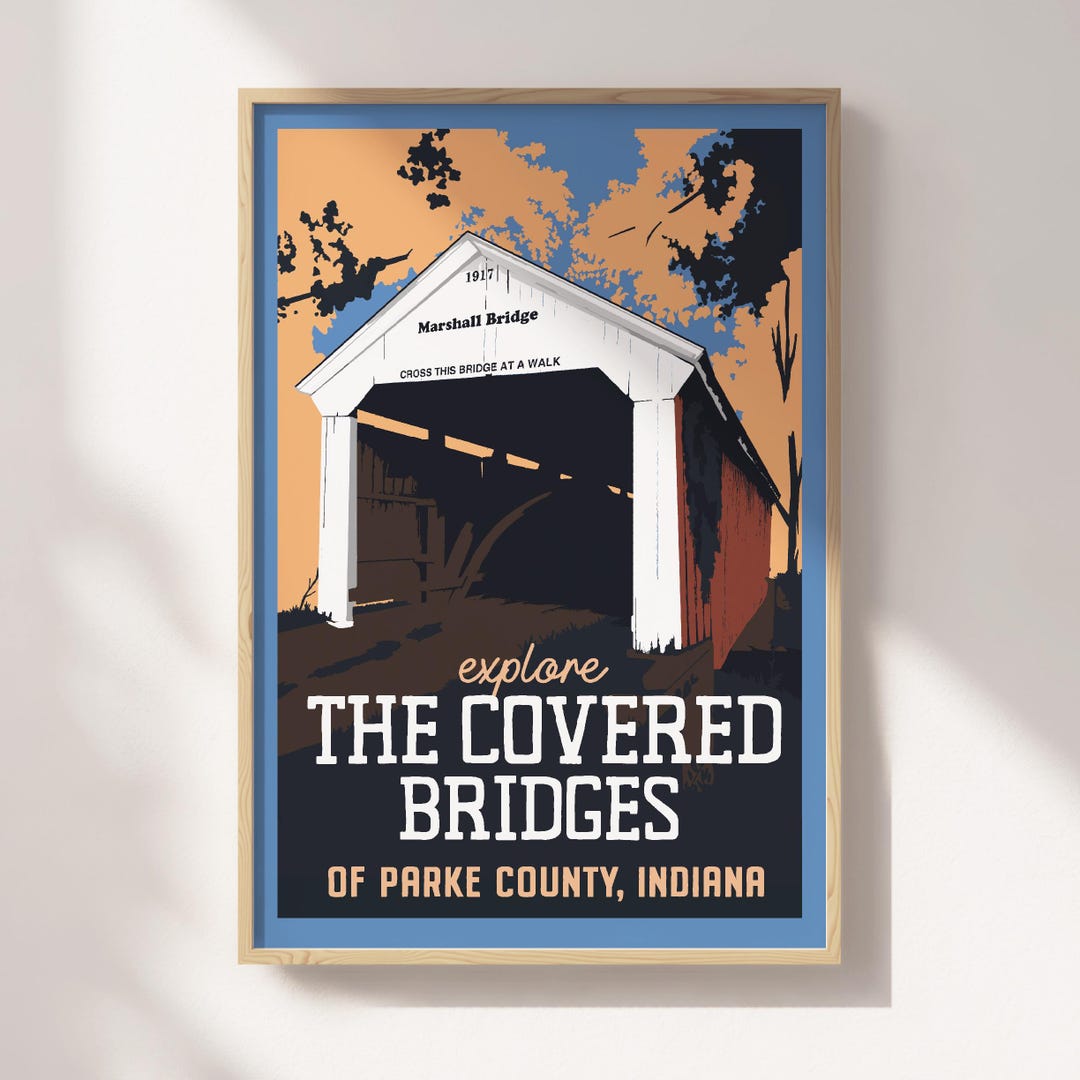 Covered Bridges Travel Poster - Etsy